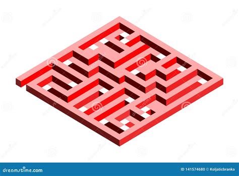 D Labyrinth In Two Shades Of Red Stock Vector Illustration Of Beach Camera