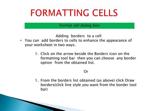 Formatting Cells Ppt
