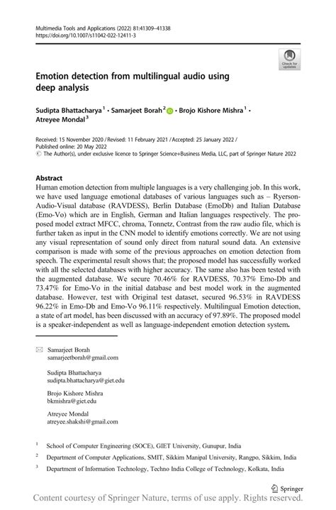 Emotion Detection From Multilingual Audio Using Deep Analysis Request Pdf