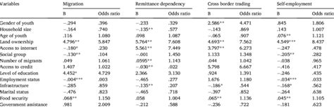 Multinomial Logistic Regression Of Youth Livelihood Strategies