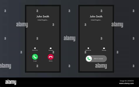 Mockup Incoming Call Voicemail Screen Smartphone Interface Vector Template Flat Ui Ux For