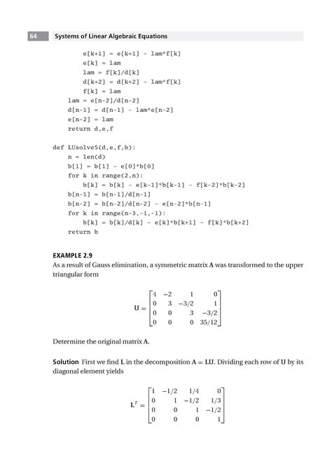 Numerical Method With Python Systems Of Linear Algebraic Equations E K E K