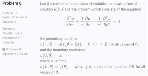 Solved Problem Use The Method Of Separation Of Variables Chegg