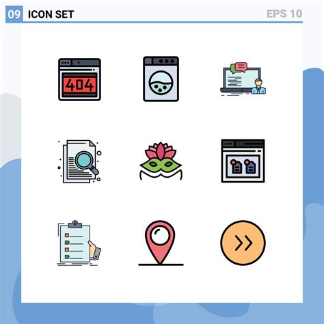 9 Thematic Vector Filledline Flat Colors And Editable Symbols Of Archive Costume Mask Online