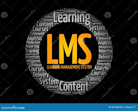 LMS Learning Management System Circle Word Cloud Stock Illustration