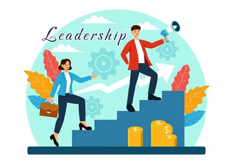 Business Leadership Illustration With A Businessman Leader Helping The