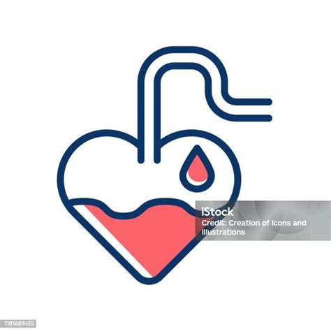 수혈 색상 선 아이콘입니다 기부 자선 개념 웹 모바일 앱 프로모션을위한 픽토그램 Ui Ux 디자인 요소 헌혈에 대한 스톡 벡터