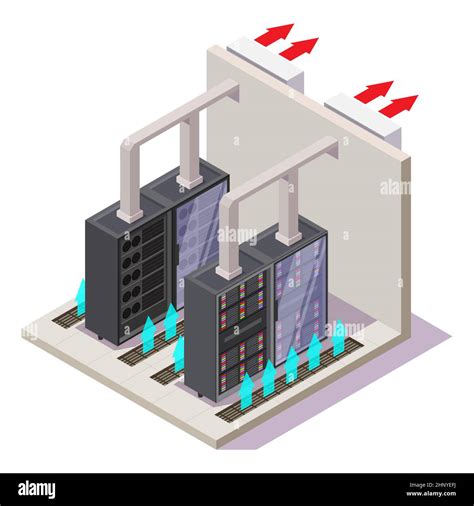 Data Center Air Conditioning Equipment Vector Isometric Illustration