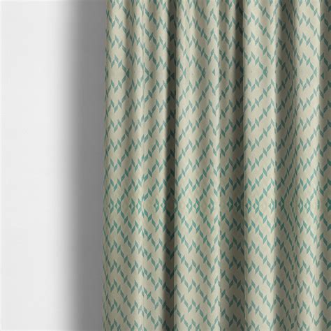 Zenith Collection In Smooth Chenille Finish Teal Green Colour Geometric