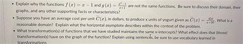 solved explain why the functions f x x−1 and g x x 1x2−1