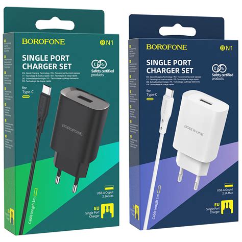 Блок питания сетевой 1 Usb Borofone Bn1 2100ma кабель Type C цвет