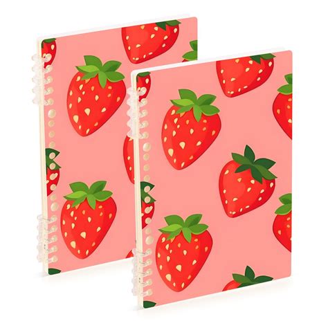 Strawberry Pattern Ring Binder Notebook Journey Note Diary College