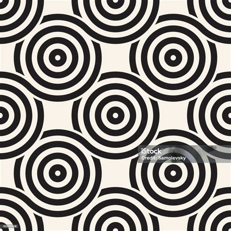Vector Seamless Rounded Lines Texture Modern Geometric Circular Shape Background Monochrome