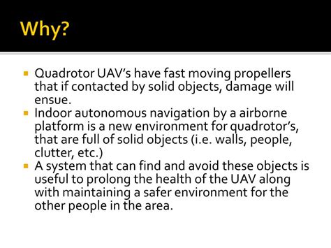 Ppt Obstacle Avoidance On A Quadrotor Uav Focus Obstacle Detection Powerpoint Presentation