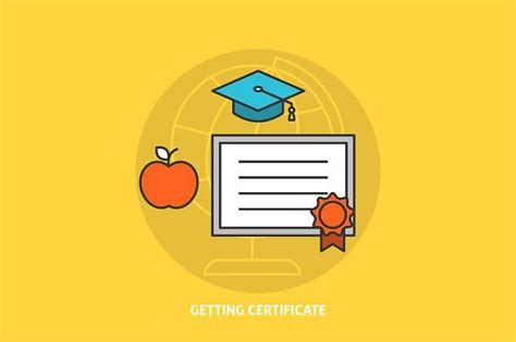 A Certificate With An Apple And Graduation Cap On It Next To A Seal