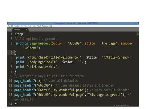 Functions In Php Pptx