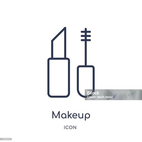 생일 파티 개요 컬렉션에서 선형 메이크업 아이콘입니다 얇은 라인 메이크업 벡터 흰색 배경에 고립입니다 메이크업 트 렌 디 일러스트레이션 가꿔주기에 대한 스톡 벡터 아트 및