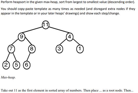 Solved Perform Heapsort In The Given Max Heap Sort From