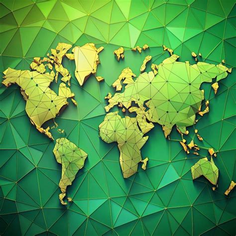 Green Computer Low Polygon Map Surface Illustration Premium Ai Generated Image