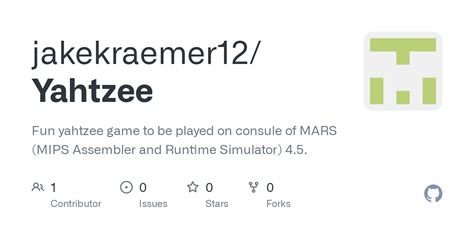 GitHub Jakekraemer Yahtzee Fun Yahtzee Game To Be Played On Consule Of MARS MIPS Assembler