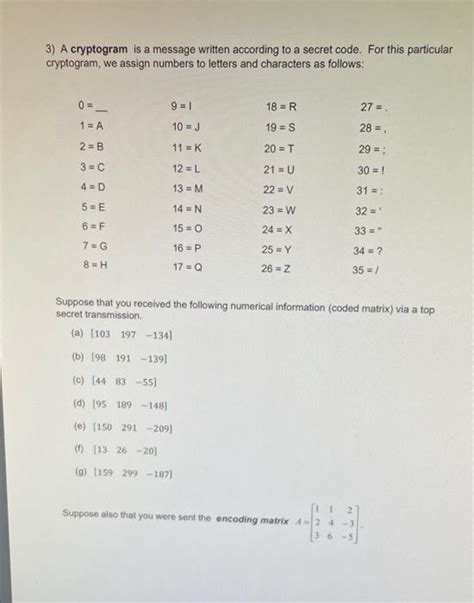Solved 3 A Cryptogram Is A Message Written According To A