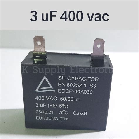 Capacitor 3 Uf 400 Vac 5060 Hzsocket Pluggenuine Partsaircond And