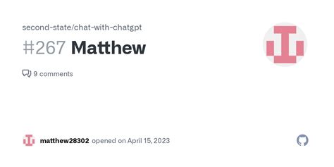 Matthew · Issue 267 · Second Statechat With Chatgpt · Github