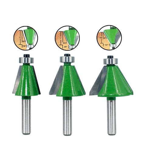 Drillpro Pcs Mm Shank Degree Router Bit Chamfer Bevel Edging Woodworking Cutter