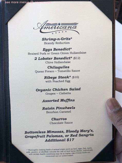 Menu At Americana Restaurant Las Vegas