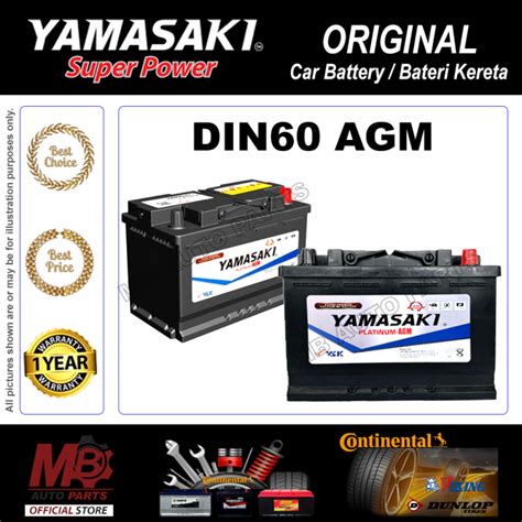 Yamasaki Din60 Agm Ln2 Super Power Battery 24 Months Warranty Car