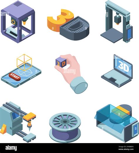 3d Printing Engineers Planning Buildings Projects 3d Modelling On Smart Printers Garish Vector