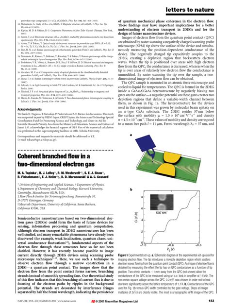 Coherent Branched Flow In A Two Dimensional Electron Gas Nature 410 183186 2001 Pdf