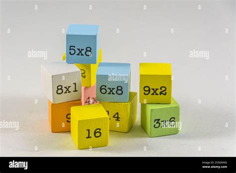 A Pair Of Colorful Wooden Multiplication Table Blocks On A White Background Education Fin For