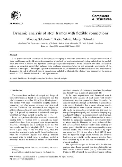 pdf dynamic analysis of steel frames with flexible connections