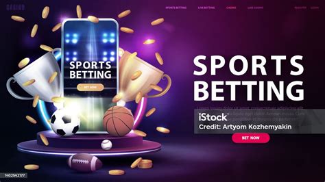 스포츠 베팅 스마트 폰이있는 연단이있는 배너 챔피언 컵 떨어지는 금화 스포츠 공 및 그라디언트 네온 서클 프레임이 어두운 빈 장면에서 표시됩니다 스포츠 베팅에 대한 스톡