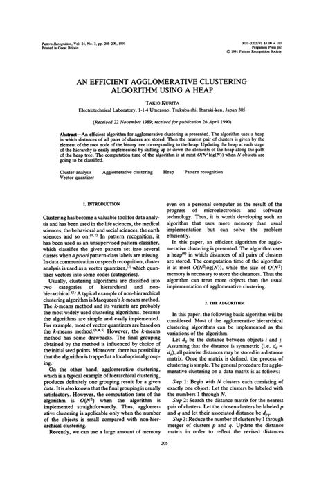 Pdf An Efficient Agglomerative Clustering Algorithm Using A Heap