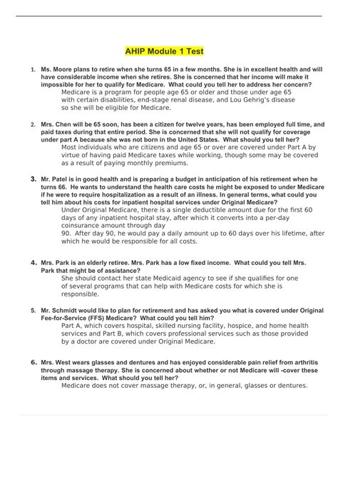 ahip module 1 test questions and answers new correct answers ahip