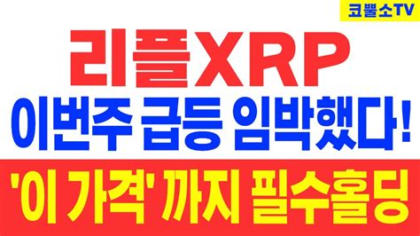 리플 이번주 급등 임박했다 이 가격 까지 필수홀딩 Youtube
