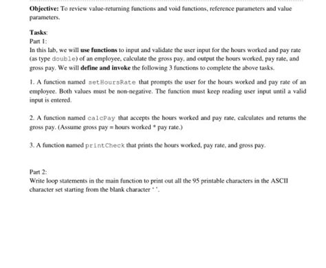 Solved Objective To Review Value Returning Functions And
