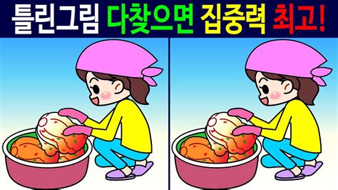 【다른그림찾기두뇌개발】💚두뇌건강 집중력 두뇌훈련 퀴즈 아이큐 Iq130 도전 집중력 훈련 아이큐테스트 인지능력테스트