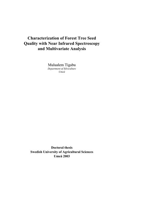 Pdf Characterization Of Forest Tree Seed Quality With Near Infrared Spectroscopy And