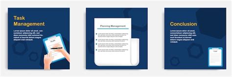 소셜 미디어 팁 유익한 작업 및 3d 만화에서 관리 포스트 배너 템플릿 디자인 수행 프리미엄 벡터