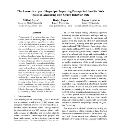 The Answer Is At Your Fingertips Improving Passage Retrieval For Web