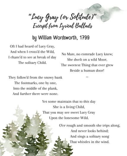 Ballad Of Lucy Gray Poster Wordsworth Poem Excerpt Lucy Gray Poem