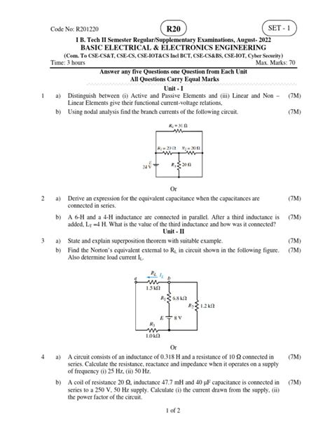 Basic Electrical Electronics Engineeerring Aug 2022 Pdf