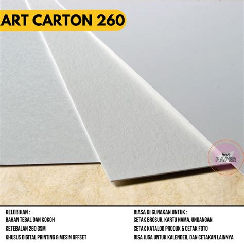 Jual Art Carton 260 Gsm A4 Isi 50 Lembar Kertas Art Carton 260 Gsm Art