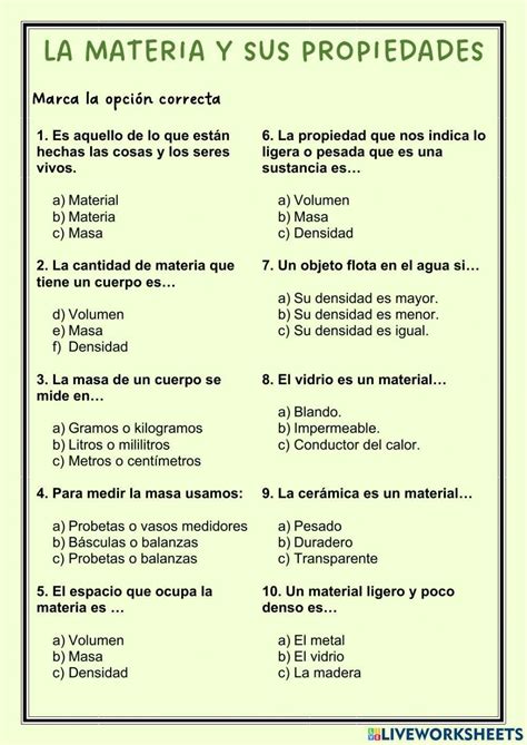 Propiedades De La Materia 3° Artofit