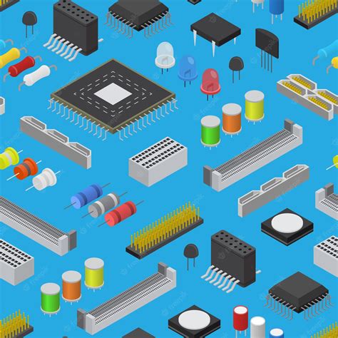 Premium Vector Computer Electronic Circuit Board Component Background Pattern On A Blue