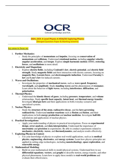 2024 Ocr A Level Physics A H556 02 Exploring Physics Merged Question Paper And Marking Scheme