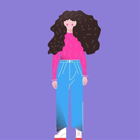 Premium Vector Woman Character Design With Curly Hair